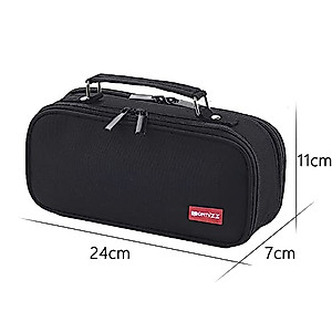 ONTYZZ Large Pencil Case with Double Zipper Multiple Compartment Pencil Pouch Durable Cosmetic Bag for Work Cosmetic Storage Black