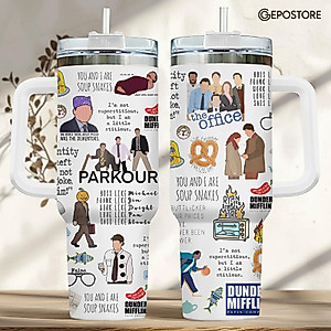 GEPOSTORE Office Tumbler 40oz Stainless Steel Tumbler with Handle, Funny Coffee Travel Cup, Birthday Gifts for Movie Lover