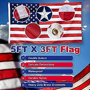 SCWN Heavy Duty Flag Pole for House Ground-25FT 13 Gauge Extra Thick Aluminum Flagpole kit with 5x3 Nylon Embroidered Flag,for Outside Yard,Outdoor,Commercial or Residential-Space Grey