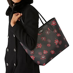 Kate Spade Lori Large Top Zip Tote Black Multi Dancing Bloom Red Floral