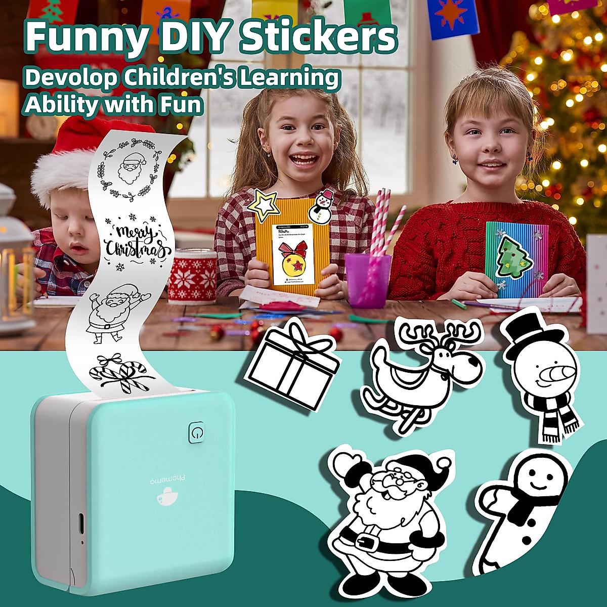 Phomemo M02Pro 300DPI Mini Pocket Printer - Bluetooth Thermal Printer, 15/25/50mm Label Maker, Compatible with iOS & Android, Wireless Photo Printer for Phone,Journal, Fun Gift, Work List -Green