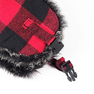 ONWAY Trapper Hat Winter Hats for Women Men with Faux Fur Ear Flaps Red