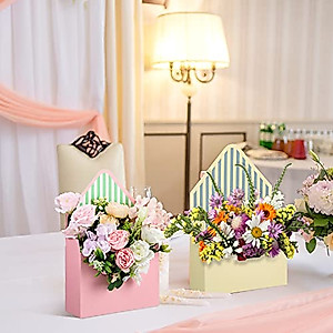 4 Sets Florist Bouquet Envelope Boxes with Floral Foam Blocks, Paper Packaging Gift Flower Box for Valentine's Day Mother's Day Wedding Birthday Party Decoration Wrapping Supplies