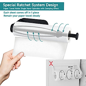FVITA Paper Towel Holder Under Cabinet Wall Mount Paper Towel Holder Under Cabinet Self-Adhesive for Kitchen Black