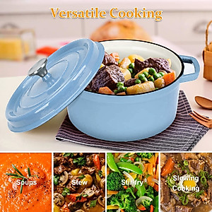 Dutch Oven Pink,Enameled Cast Iron Dutch Oven with Lid, 5.25 Quart Round Nonstick Enamel Cookware Crock Pot,Dutch Oven with Dual Handle and Cover Casserole Dish 9.45 Inch