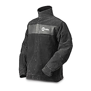 Welding Jacket, L, 30" L, Gray, Leather