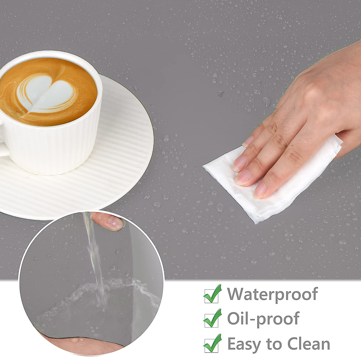 Tsshmhwl 27.6" x 19.8" Large Silicone Kitchen Counter Mat, Placemat Non-Slip Heat Resistant Mat, Air fryer，Oven Microwave, Cutting Board, Coffee Maker, 1MM Thick Countertop Protector (grey)…