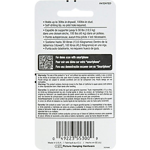 OOK 55300 Picture Hanging Scrw, Double Headed Bear Claw, 4 In 1 Screw, 100lb, 12 piece