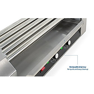 VIVO Electric 12 Hot Dog and 5 Roller Grill Warmer, Cooker Machine with Cover, HOTDG-V205