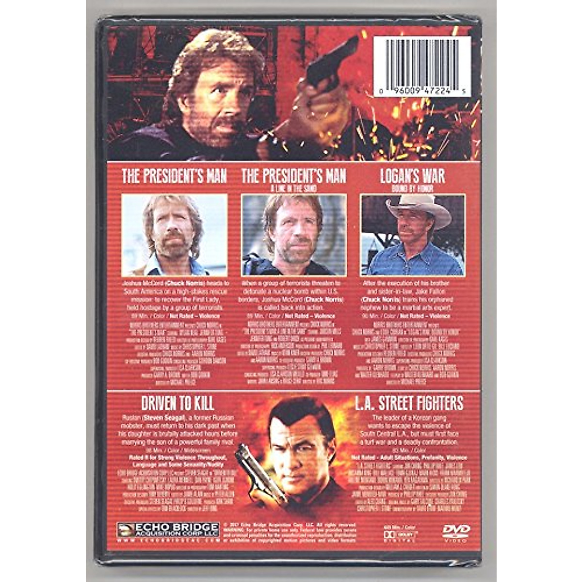 Chuck Norris: Five 5 Film Collection (The President's Man / The President's Man 2: A Line In The Sand / Logan's War: Bound by Honor / Driven To Kill / LA L A Street Fighters)