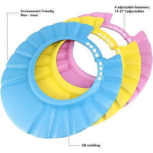 3Pack Baby Shower Cap Bath Visor for Toddlers Shampoo Cap Shower Protection Hat - Adjustable Soft Hair Washing Guard, Bath Shield Visor Hat,Eyes and Ears Head Protection for Baby, Kids, Children