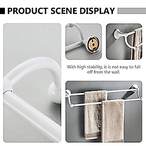 DOITOOL Double Towel Bar Wall- Mounted Brass Towel Bar Towel Holder Antique Brass Retro Towel Rack Wall Mounted Brass Storage Rack Smooth Towel Rack Towel Holder (White) Towel Storage Bar