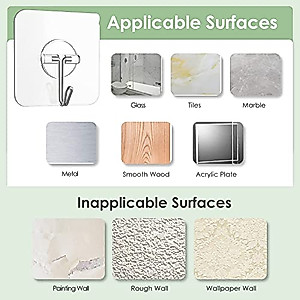 MEILIDY Adhesive Hooks, Transparent Self Adhesive Wall Hooks Heavy Duty Removable Waterproof Clear Plastic Sticky Hooks Seamless Utility Hooks for Bathroom Shower Kitchen Ceiling - 12 Pcs