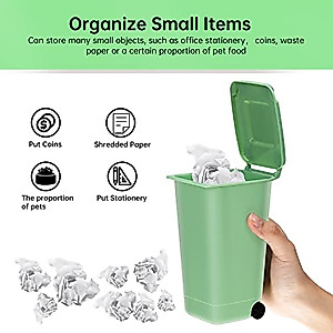 goldblue 4pcs Mini Curbside Trash Bin with Lid，Desk Trash Can Garbage Organizer Storage Bin Pen Pencil Cup Holder Office Supplies，Mini Small and Exquisite Trash Can