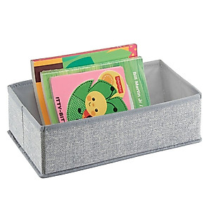 mDesign Soft Fabric Dresser Drawer and Closet Storage Organizer Set for Child/Kids Room, Nursery, Playroom - 4 Pieces, 10 Compartments, Set of 2 - Textured Print - Gray