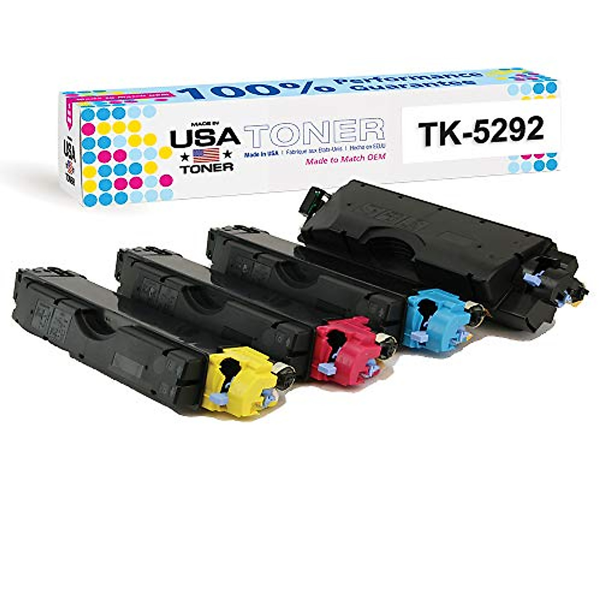 MADE IN USA TONER Compatible Replacement for use in Kyocera® ECOSYS P7240cdn, TK-5292 TK-5292K TK-5292C TK-5292M TK-5292Y (Black,Cyan,Yellow,Magenta, 4-Pack)