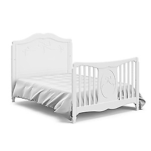 Storkcraft Princess 5-in-1 Convertible Crib (White) – GREENGUARD Gold Certified, Converts to Toddler Bed and Full-Size Bed, Classic Baby Crib for Girls Nursery, Fits Standard Full-Size Crib Mattress