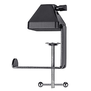 novonest Heavy-duty Metal Table Mounting Clamp,Black Large-area Contact Base for Microphone Suspension Boom Scissor Arm Stand Holder,Max Clamping Thickness 2.75"/70mm,with Headset Hook Hanger,NB35-B