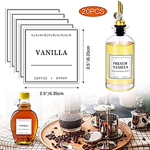 20PCS Waterproof Coffee Syrup Labels for Coffee Bar, Coffee Station Syrup Dispenser Labels, Minimalist Labels for Coffee Syrup Bottles