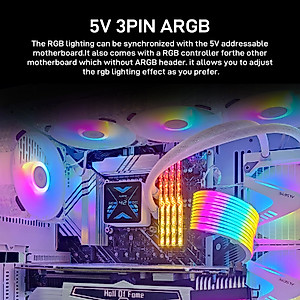 ALSEYE N12 Case Fans, 3 Pack 120mm ARGB & PWM PC Case Cooling Fans with Controller, Ultra Quiet High Airflow Half-Transparent White Computer Case Fan