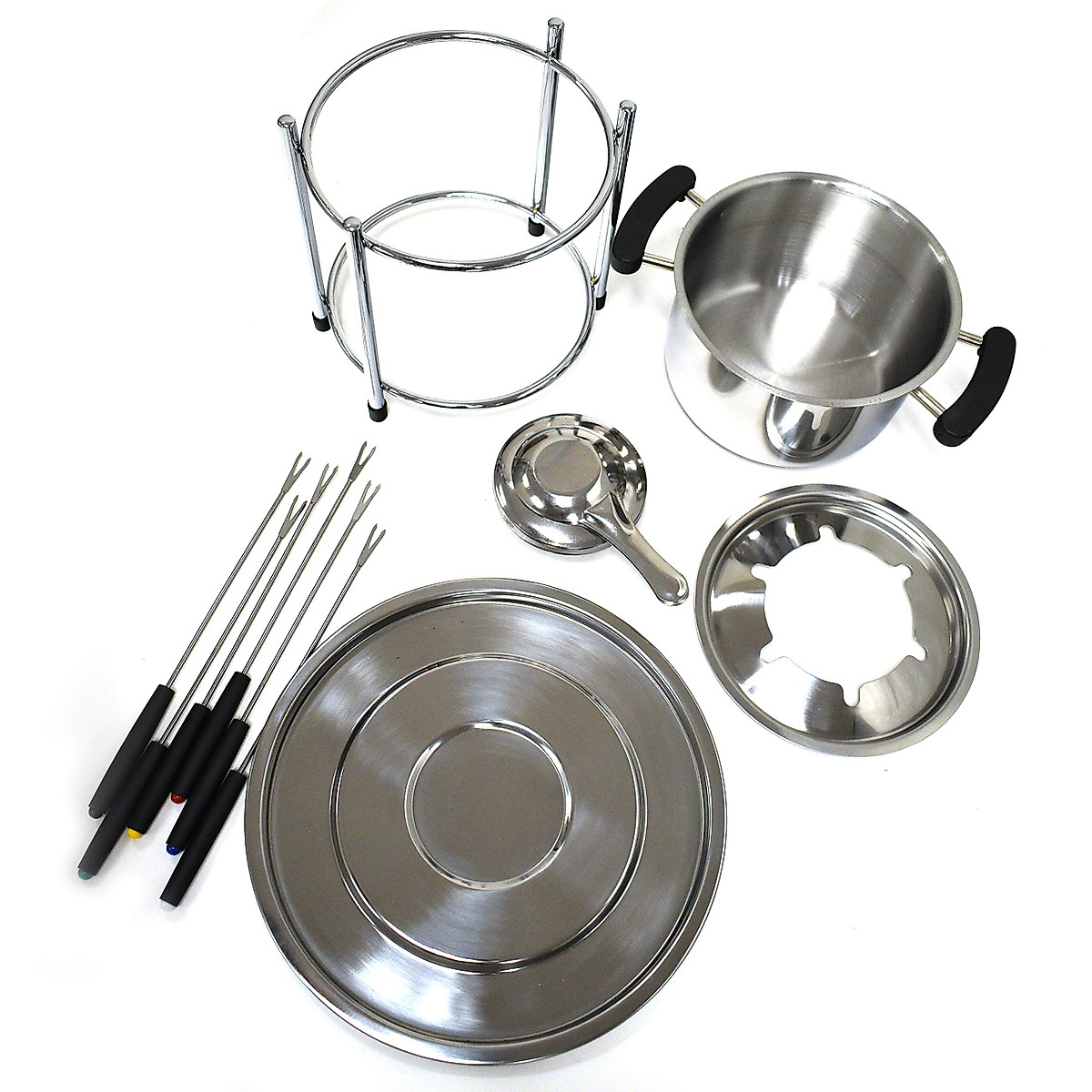 Norpro Stainless Steel 10 Piece Fondue Set, medium, Silver