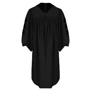 Endea Graduation Deluxe Classic Matte Black Doctoral Gown Academic Regalia Unisex (45 (5'0" - 5'2")) Matte Black