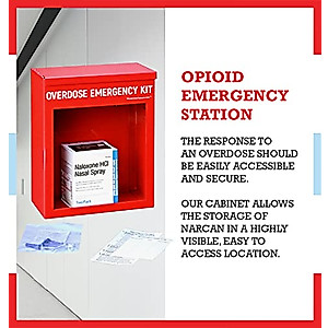 Windy City Cabinet Nasal Spray Overdose Kit Non Locking Cabinet, High Visibility Cabinet for Emergency First Aid Supplies, Non Locking