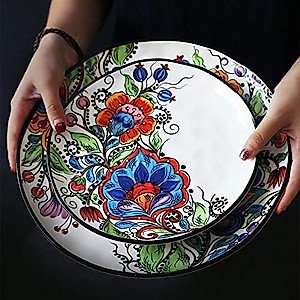 Style Floral Cutlery Set Ceramic Dish Porcelain Dessert Plate Fruit Dishes Dinnerware Set Tableware Tools