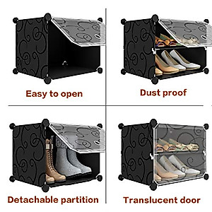 KOUSI Portable Shoe Rack Organizer 192 Pairs Tower Shelf Storage Cabinet Stand Expandable for Heels, Boots, Slippers, Black