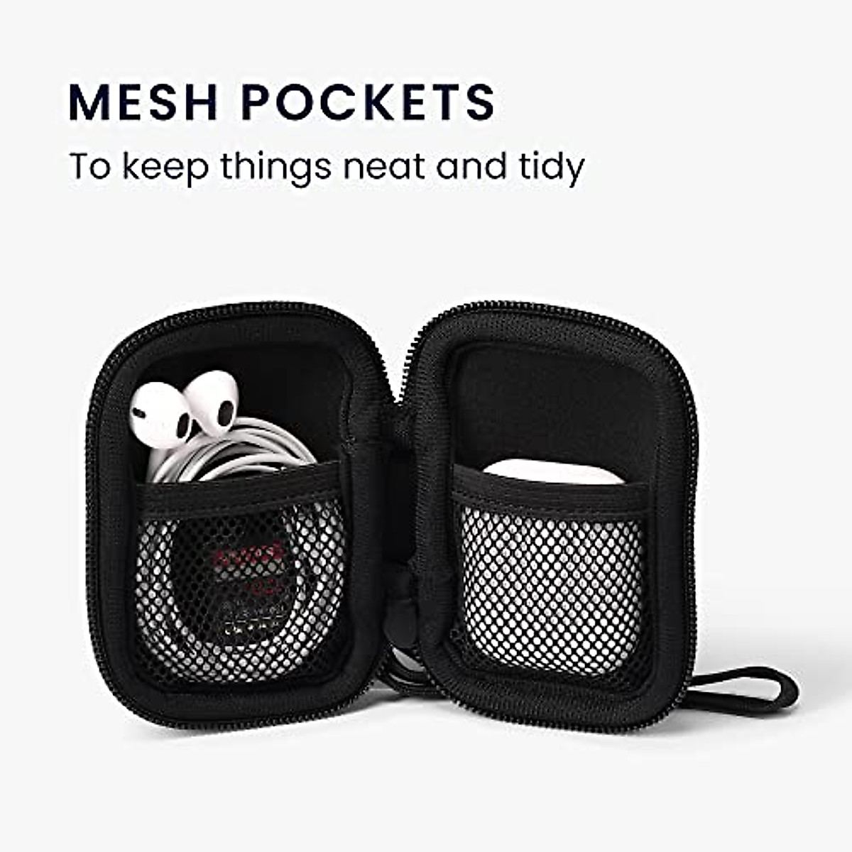 kwmobile Neoprene Case Compatible with in-Ear Headphones - 2.3 x 3.5 inches (6 x 9 cm) Case with Zip - Brushed Heart