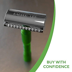 BarberUpp,Razor For Men, Long Handle (Brass) Safety Razor,Free Styptic Sticks,Astra Razor Blades Included, Single Blade Razor Perfect Addition To Your Safety Razor Kit.