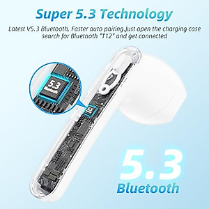 Wireless Earbuds 40H Playtime 8H Continuous Playtime Bluetooth Ear Buds, IPX6 Waterproof Stereo Sound Bluetooth Wireless Headphones with Microphone and Charging Case for iOS Android Sports