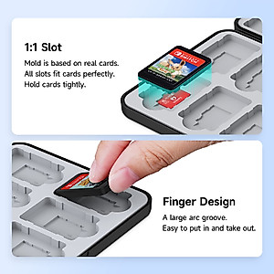JINGDU 24-Slot Switch Game Case for Switch Games & micro SD Cards, Hard Shell, Soft Lining, [Shockproof, Portable], the Switch Game Holder Suitable for NS, Lite & OLED Games, Black
