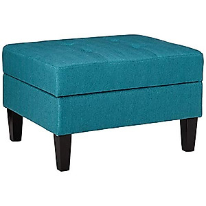Christopher Knight Home Zahra Fabric Storage Ottoman, Teal / Dark Brown