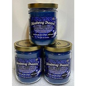 Smoke Odor Exterminator 13 oz Jar Candles Blueberry Dreamz, Set of Three Candles