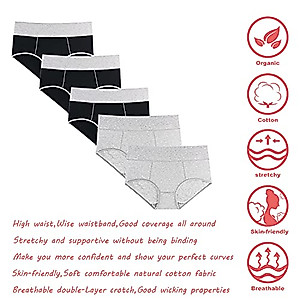 Honzadar Womens High Waist Underwear,Tummy Control briefs,Postpartum Panties,Full Coverage(Regular & Plus Size)