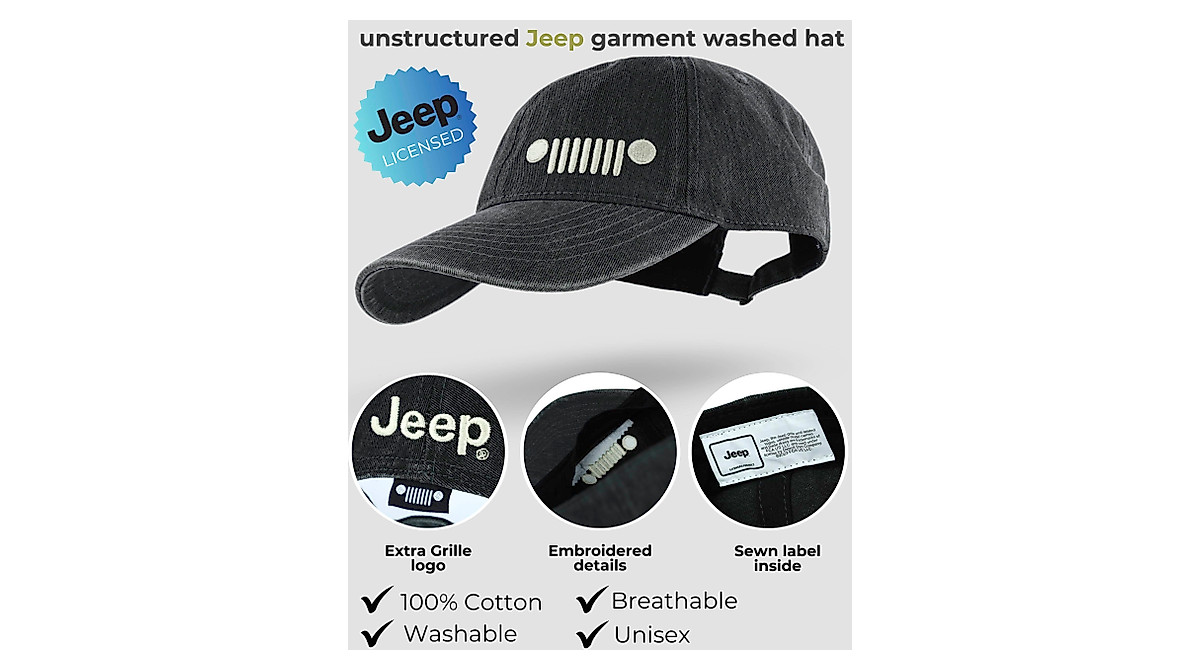 Jeep Grille Logo Hat - Stylish Black Cap for Outdoor Fun