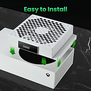 DEPGI Cooling Fan for Xbox Series S, Featuring Automatic Fan Speed Adjustment Based on Temperature, LED Display Screen, Low Noise, Easy Installation, 3 speeds, with RGB LED