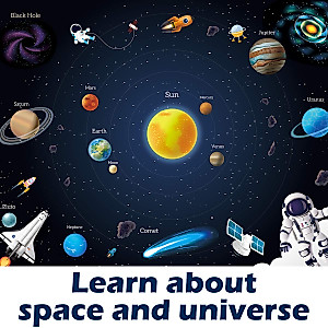 REMOKING Space Adventure Toy Playset, Educational Aerospace Toy Series with Space Playmat, Learning Die-Cast Space Shuttle, Artificial Satellite,Explorer,Great Gifts for Kids 3 Years and up