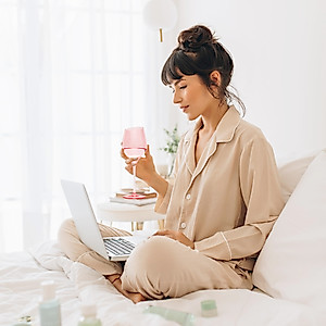 Lidy Pink Wine Glasses Set of 2-15 oz Pink Goblets for Red Wine & White Wine | Hand Blown Wine Glasses for Mothers Day Gifts & Spring Table Decor | Stemmed Wine Glasses Pink for Spring Gifts