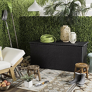 Safavieh PAT9002A Collection Cosima Black 53" 13 Gallon Outdoor Storage Deck Box