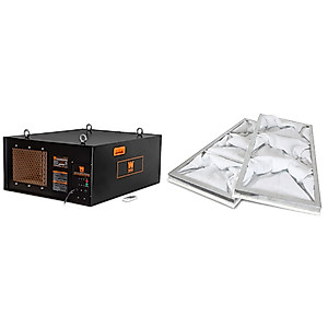 WEN 3417 3-Speed Remote-Controlled Industrial-Strength Air Filtration System (556/702/1044 CFM) & 3415AF1 1-Micron Industrial-Strength Inner Air Filter, Two Pack