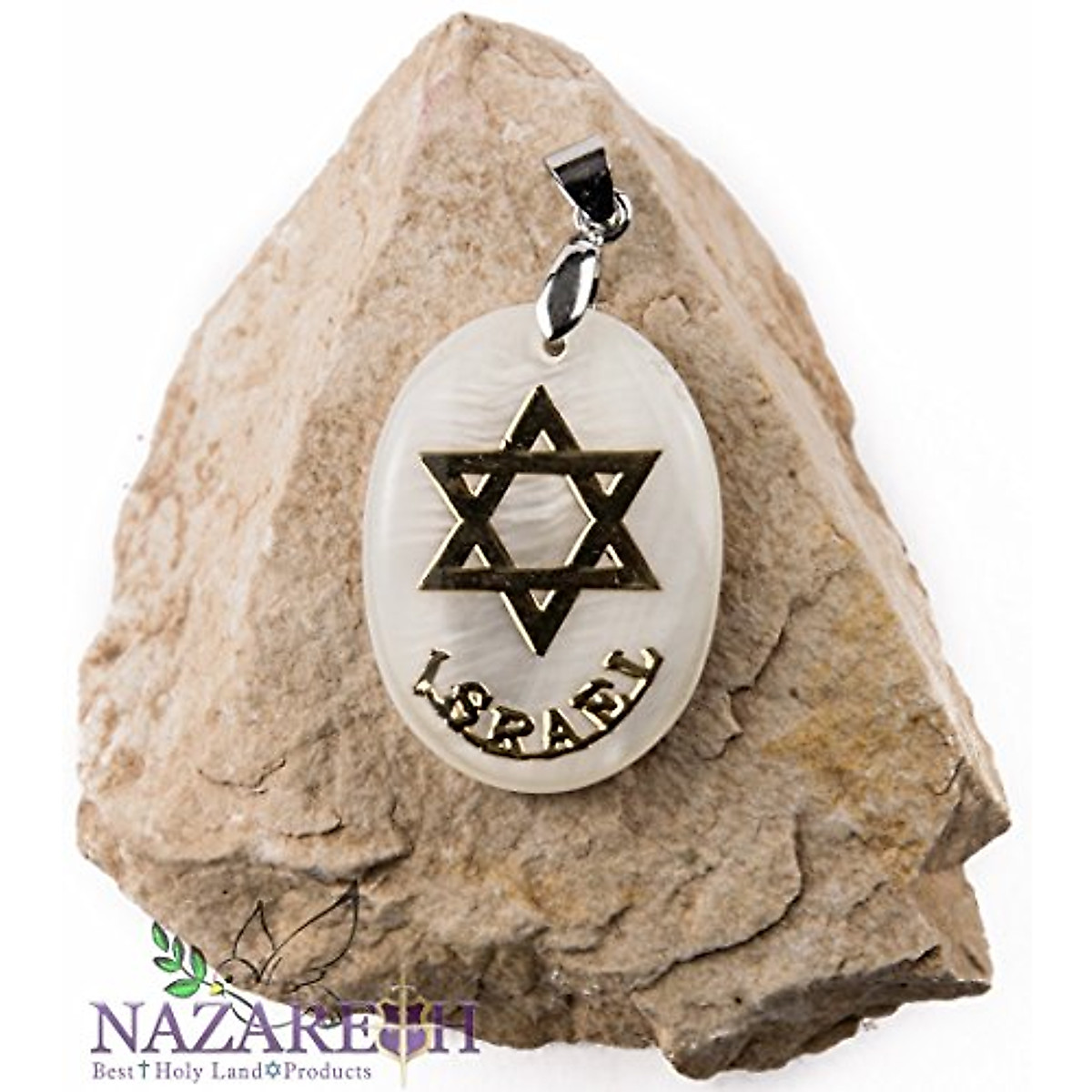 Star of David Pearl Pendant Mother of Pearl Israel Magen David Amulet Jerusalem