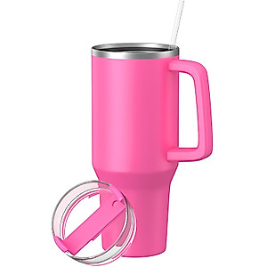 VBV 40 oz Tumbler with Handle and Straw, BFA Free Tumbler with Lid and Straw, Double Wall Vacuum Reusable Stainless Steel Insulated Water Bottle for Home, Office and Travel