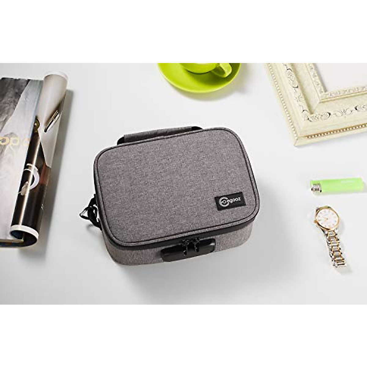 Egooz Large Smel Proof Storage Case with 3 Items - Waterproof Smell Proof Bags with Combination Lock for Home and Travel Use,Grey