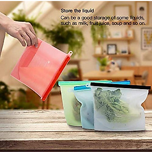 Reusable Silicone Food Storage Bags 4 Pack 500ML/16oz, Sandwich Containers, Stand Up Freezer and Fridge Storage, Microwavable, Dishwasher Friendly, kitchen Organization Silicone Reusable Bags
