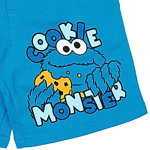 Sesame Street Elmo Cookie Monster Baby Boys French Terry 2 Pack Shorts Blue/Red 12 Months