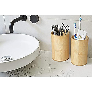 365Home Bamboo Silverware Organizer Countertop, Flatware Caddy, Bamboo Utensil Holder for Party, Kitchen Table, Farmhouse