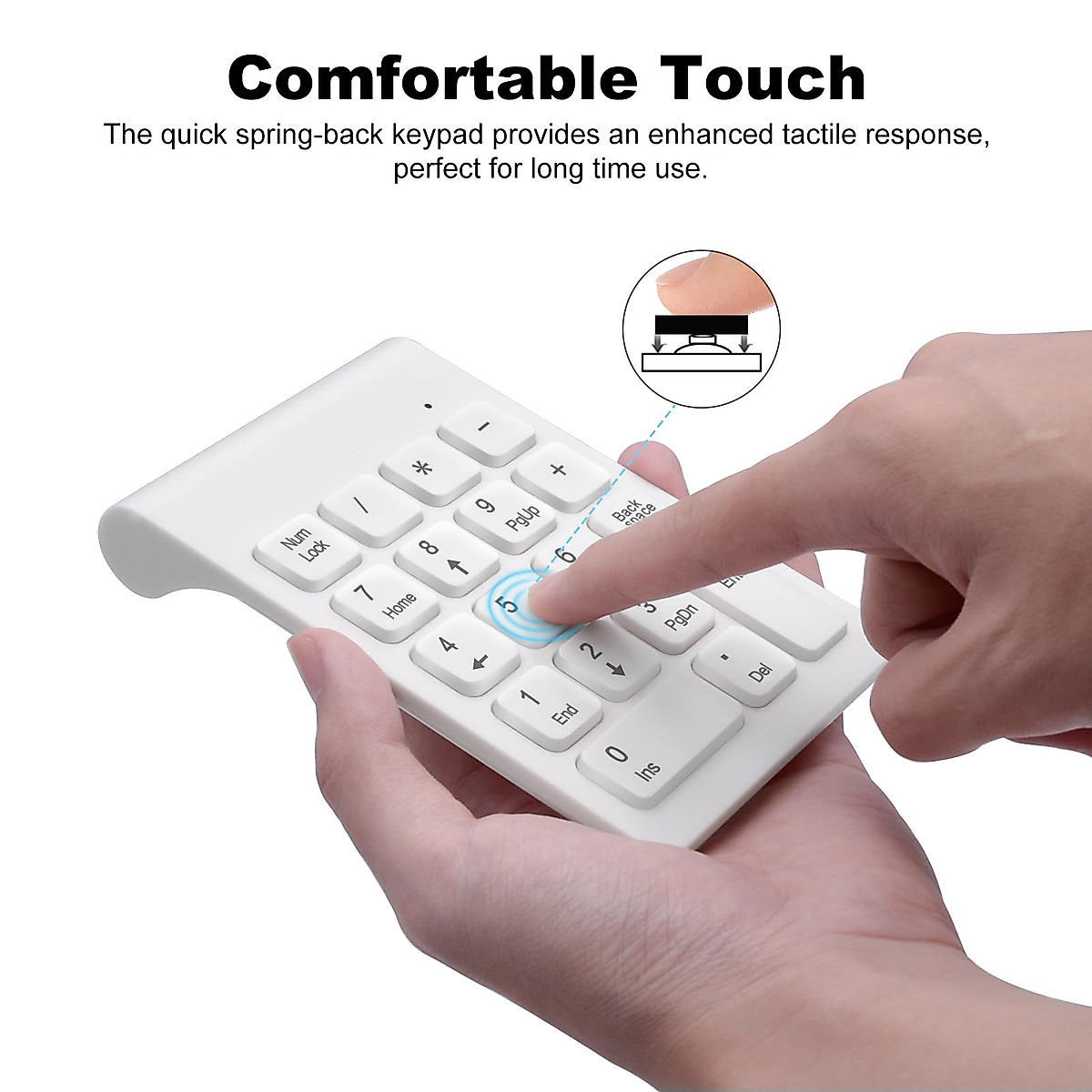TRELC Wireless Numeric Keypad and Mouse Combo, Mini 2.4G 18 Keys Number Pad with Silent Mouse, Financial Accounting Data Entry Numpad Keyboard Extensions for Laptop, PC, Desktop, Notebook (White)