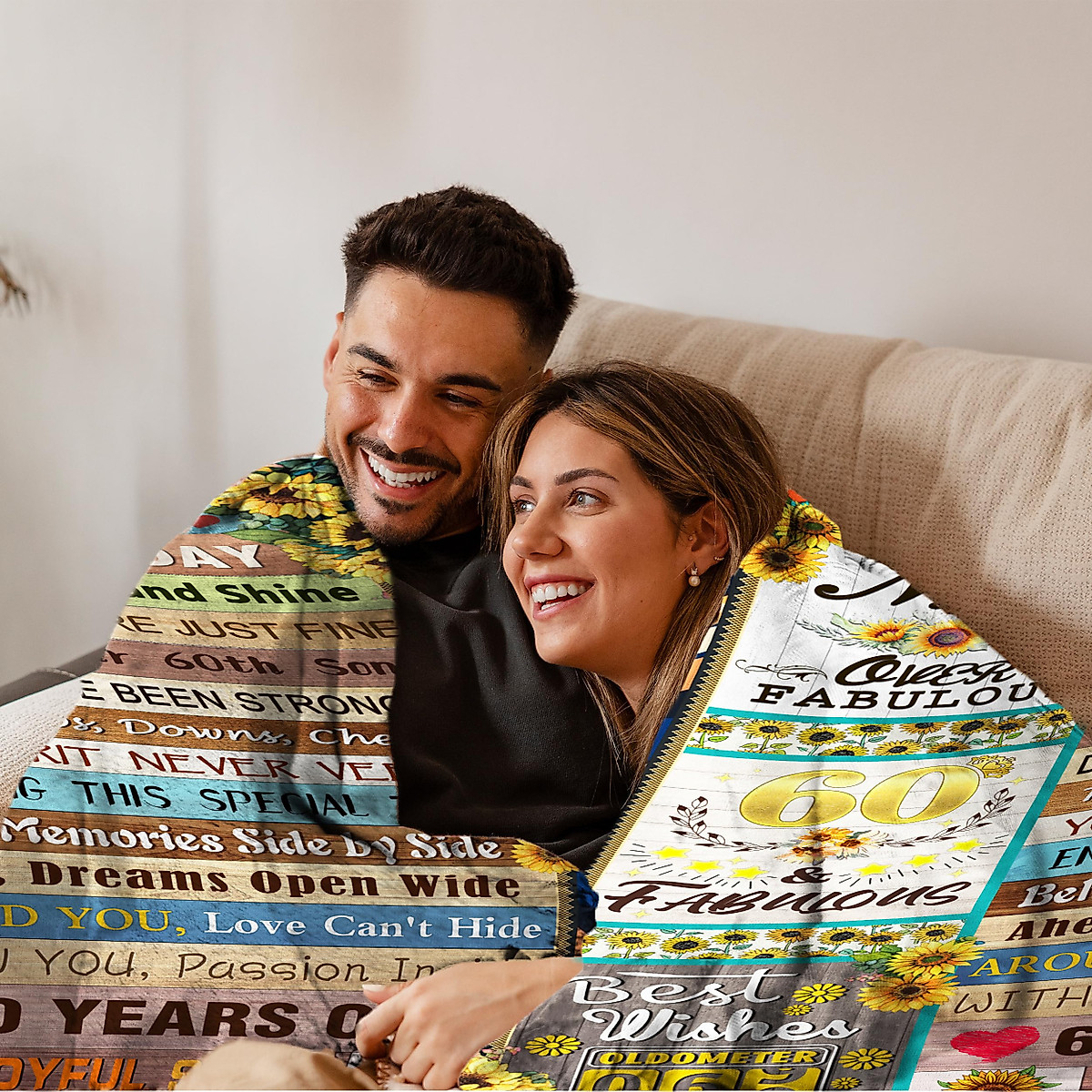 Amxieui 60th Birthday Gifts for Women, 60 Year Old Blanket Gifts Ideas, Funny Womens 60th Birthday Decorations Gifts, Happy 60th Birthday Gift for Mom,Sister, Wife